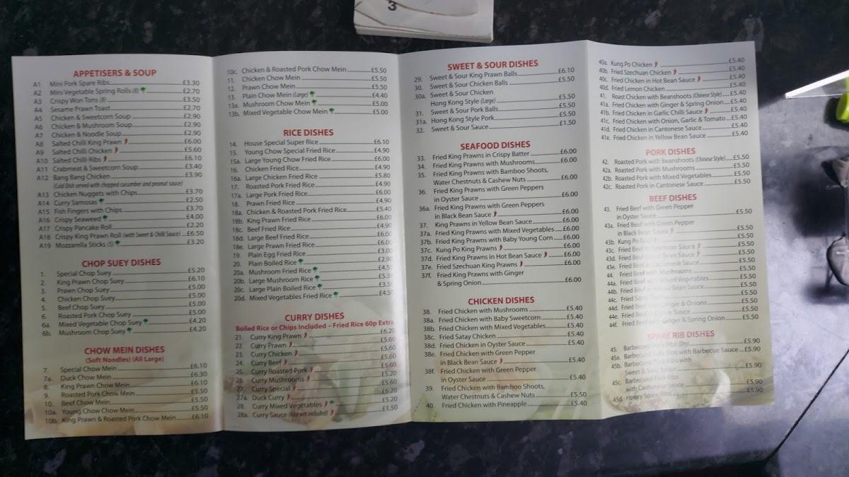 Menu at The Orient Express fast food, Wells
