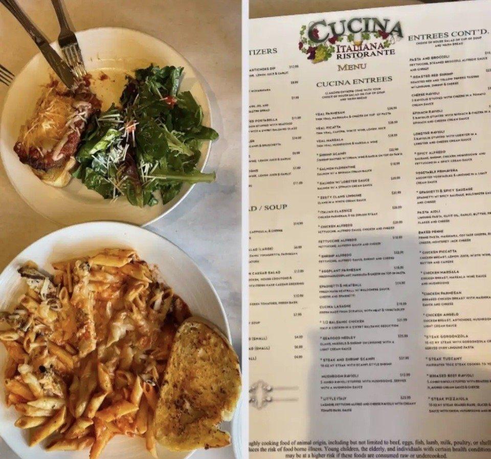 Menu at Cucina Italiana restaurant, Mesquite