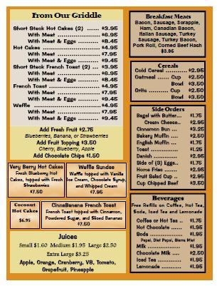 Menu at Fireside Family Restaurant, Monroe Township