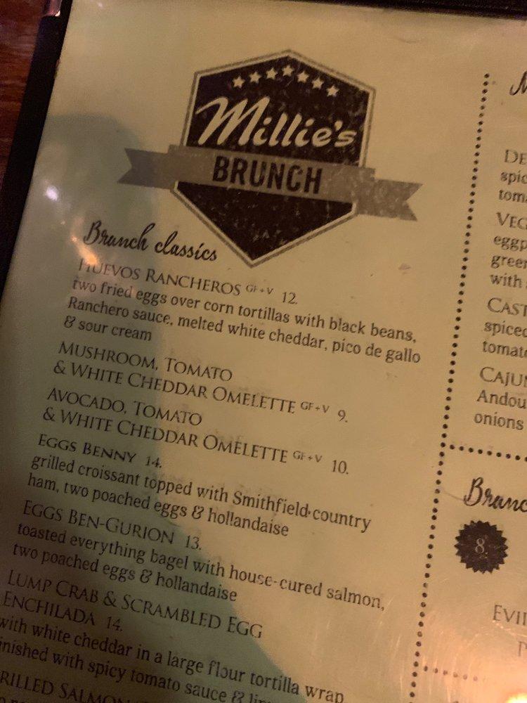 Menu at Millie's Diner restaurant, Richmond