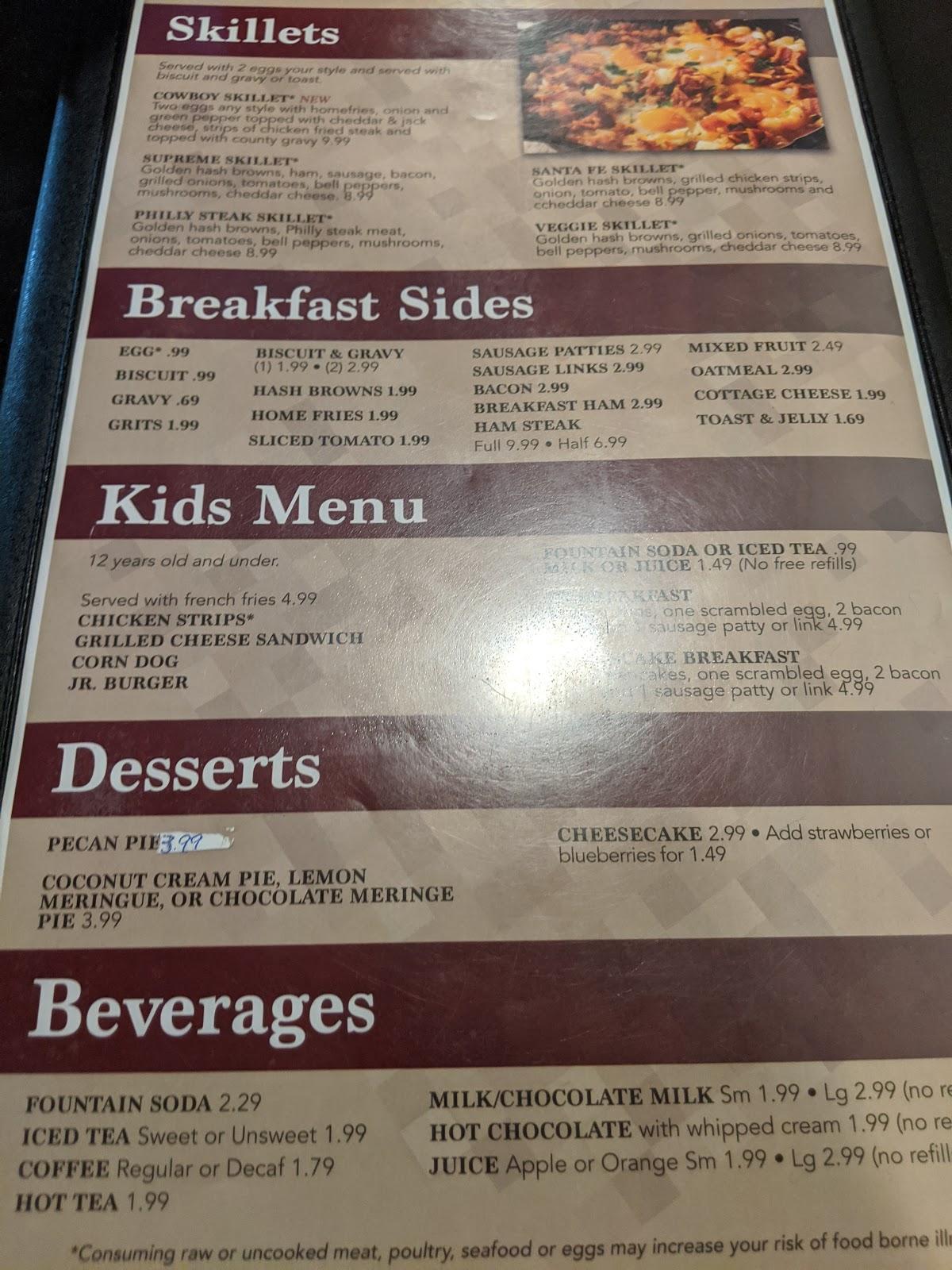 Menu at Old Street Diner restaurant, Chouteau