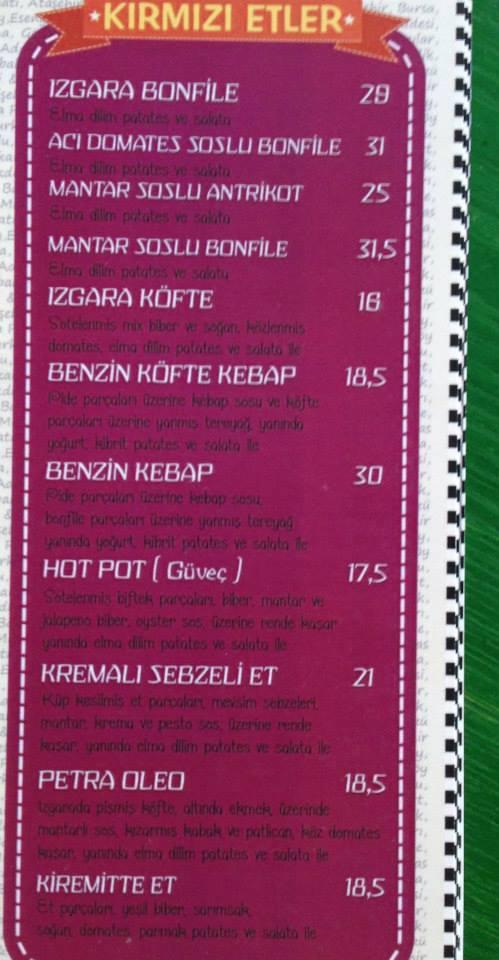 Menu at Rally Cafe Formula 34, Istanbul