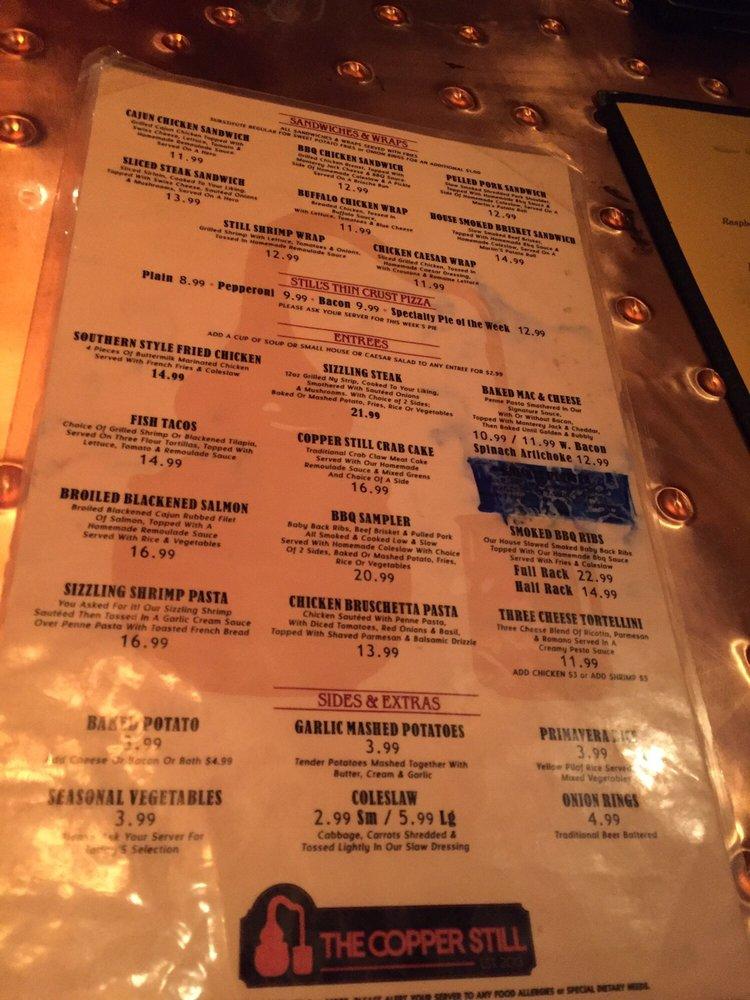 Menu at The Copper Still pub & bar, Pomona