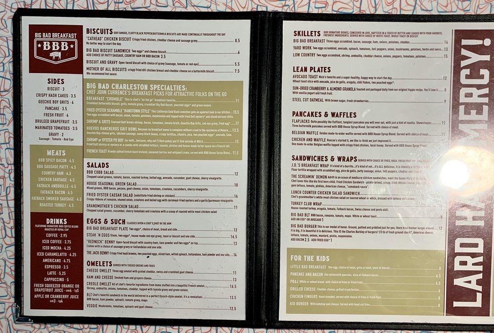Menu at Big Bad Breakfast-Charleston restaurant, Charleston
