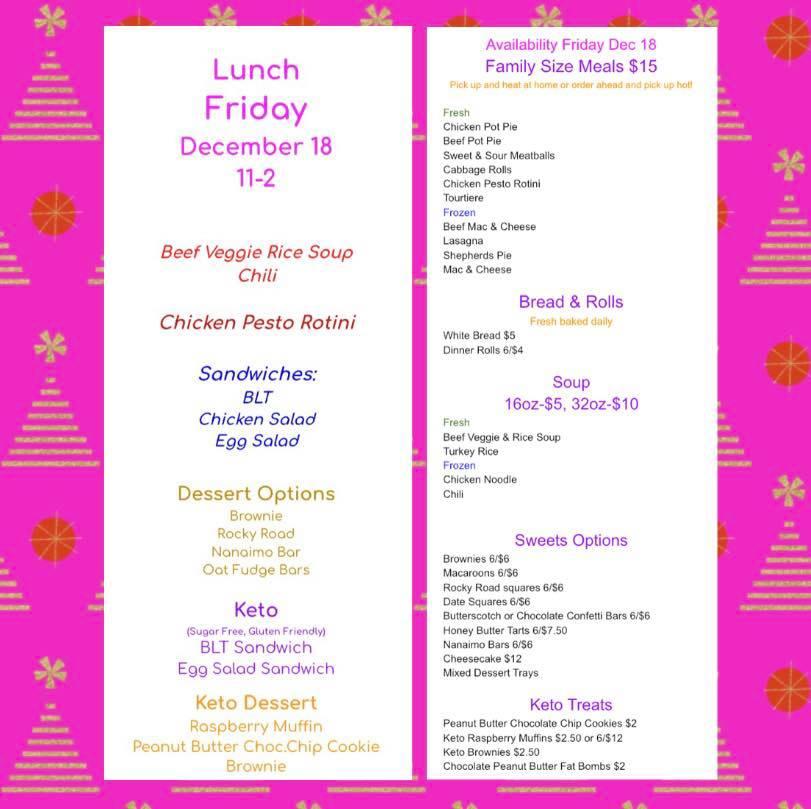Menu at Liv n Gracie’s restaurant, Temiskaming Shores