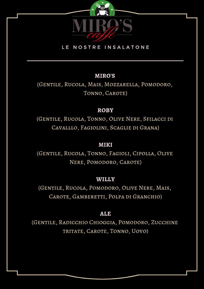 Menu da Miros pub & bar, Padova, Via Vigonovese