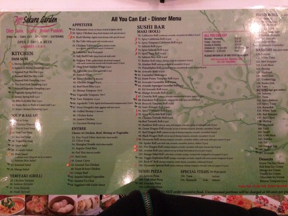 Sakura Garden Menu South Windsor