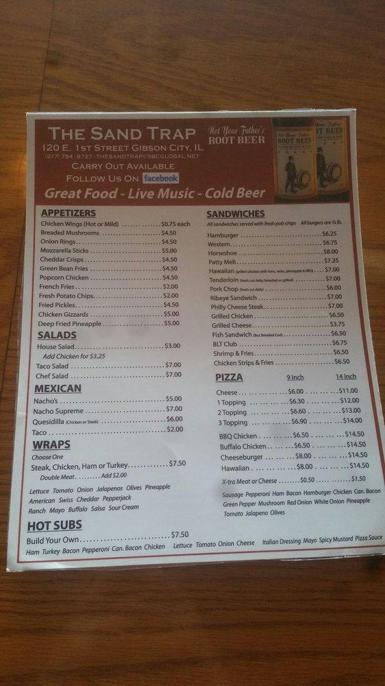Menu at The Sand Trap pub & bar, Gibson City