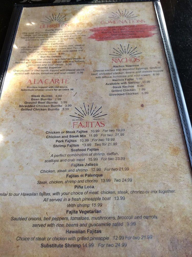 Menu at Torres Mexican Steakhouse, Williamsburg