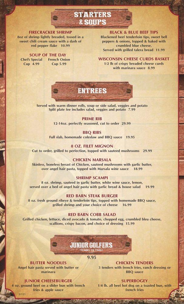 Menu at Twin Lakes Country Club, Twin Lakes