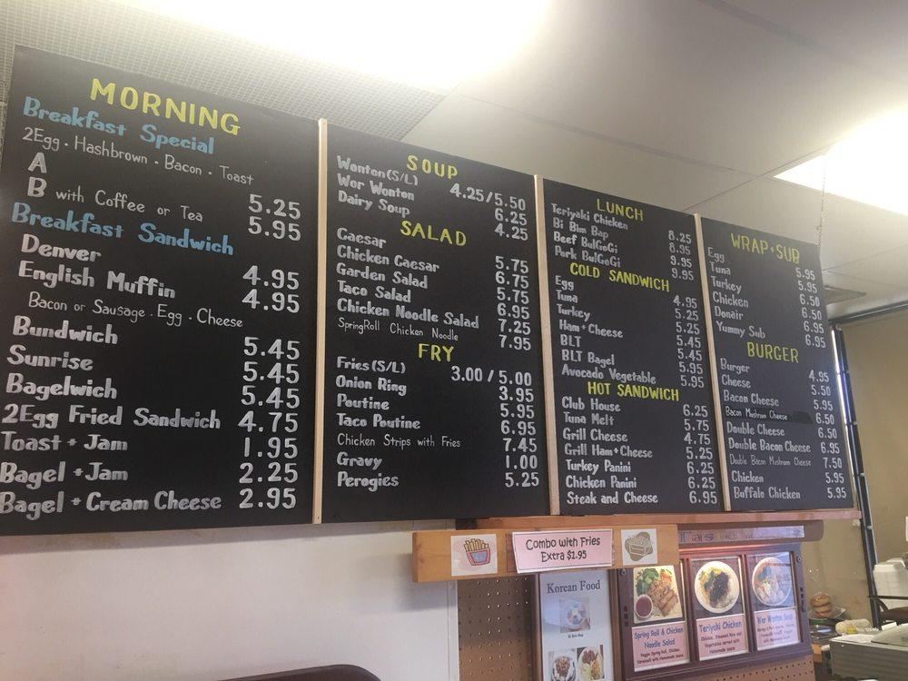Menu at Yummy Cafe, Calgary, 12 St NE