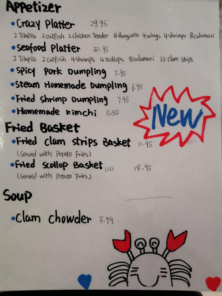 Menu at Crazy Crab restaurant, Fitchburg