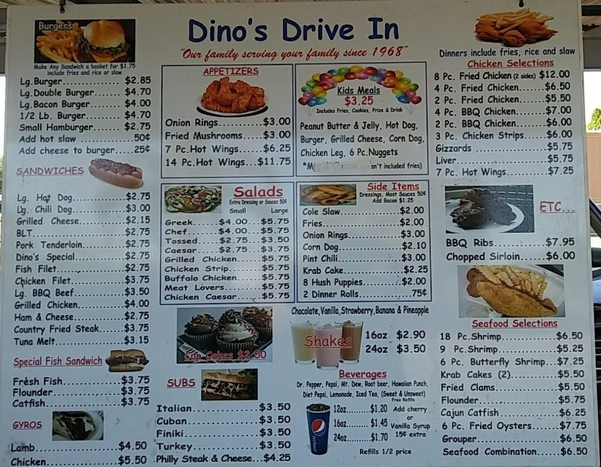 Menu at Dino's Drive-In BBQ, Winter Haven