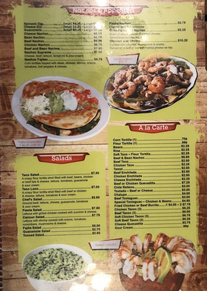 Menu at Fiesta Grill Mexican Restaurant, Central