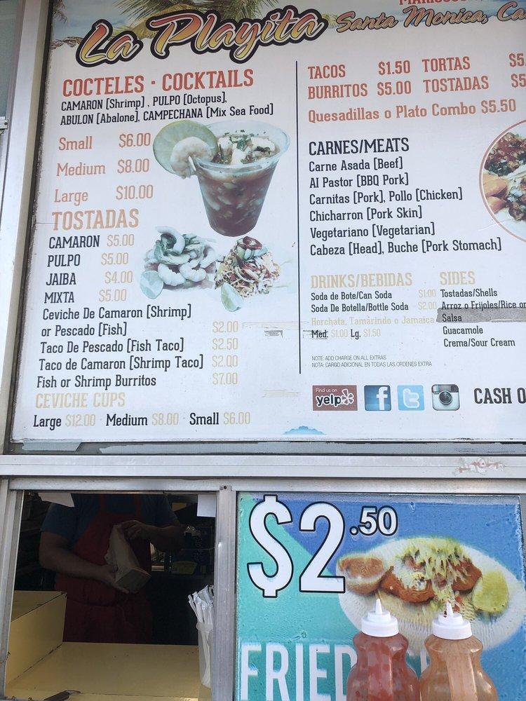 Menu at Mariscos Guillen La Playita restaurant, Santa Monica, CA-1