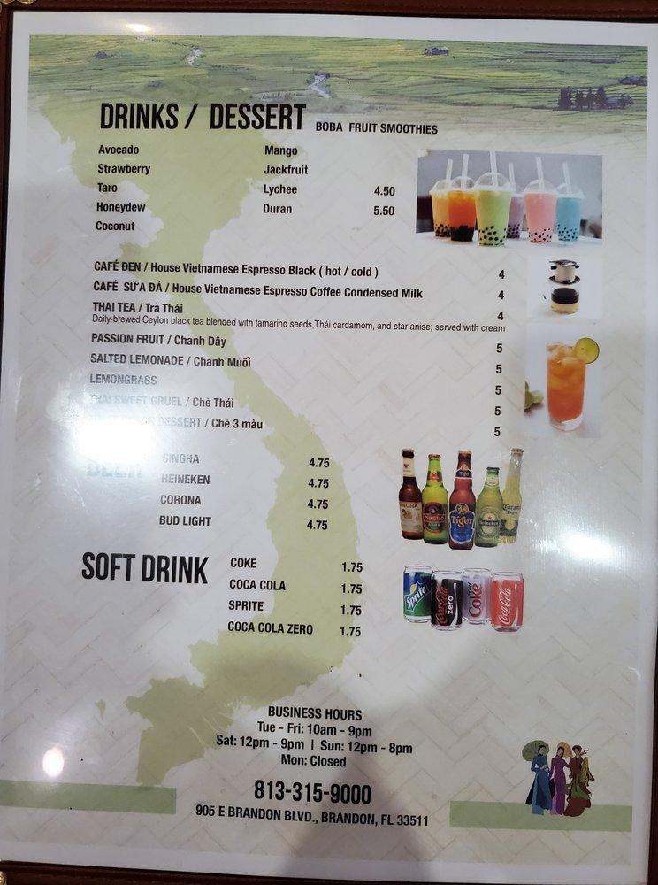 Menu at Pho 60 @905 Brandon Blvd restaurant, Brandon
