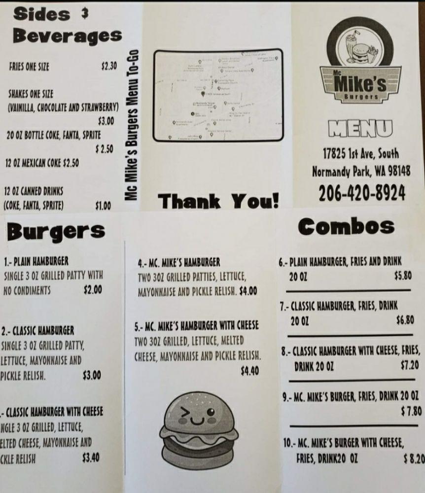 Menu at Mc Mike’s Burgers & Bakery, Normandy Park