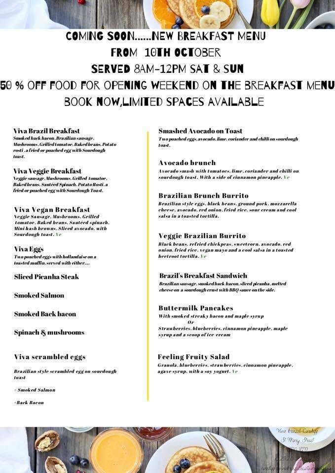 Menu at Viva Brazil Cardiff pub & bar, Cardiff