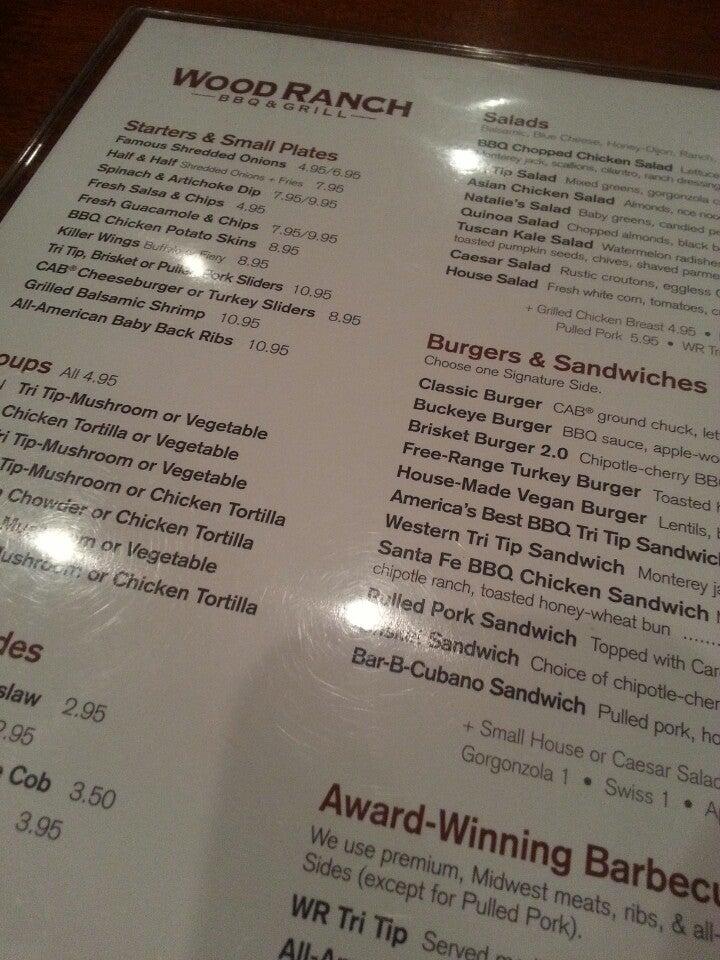 Menu at Wood Ranch pub & bar, Moorpark