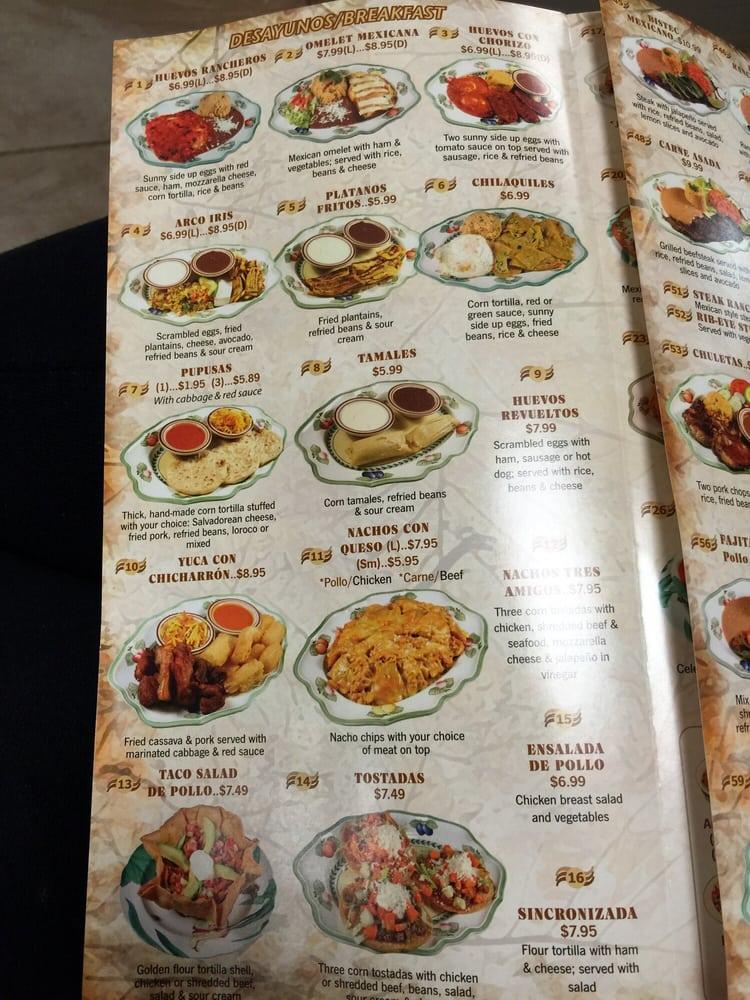 Menu at Arco Iris restaurant, Richmond