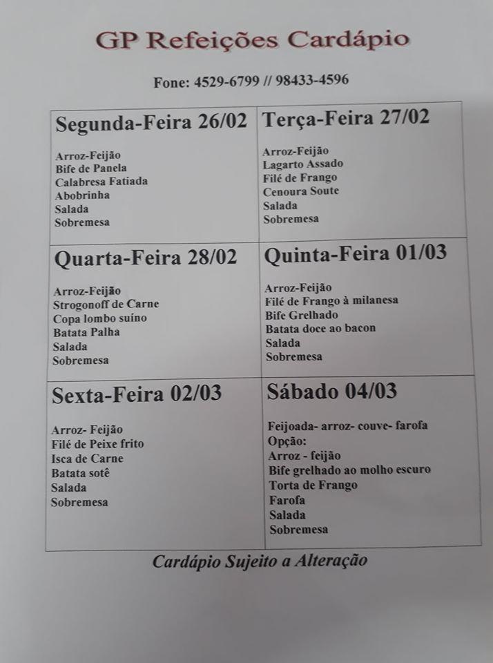 Menu em Gp Refeiçoes restaurante, Brasil