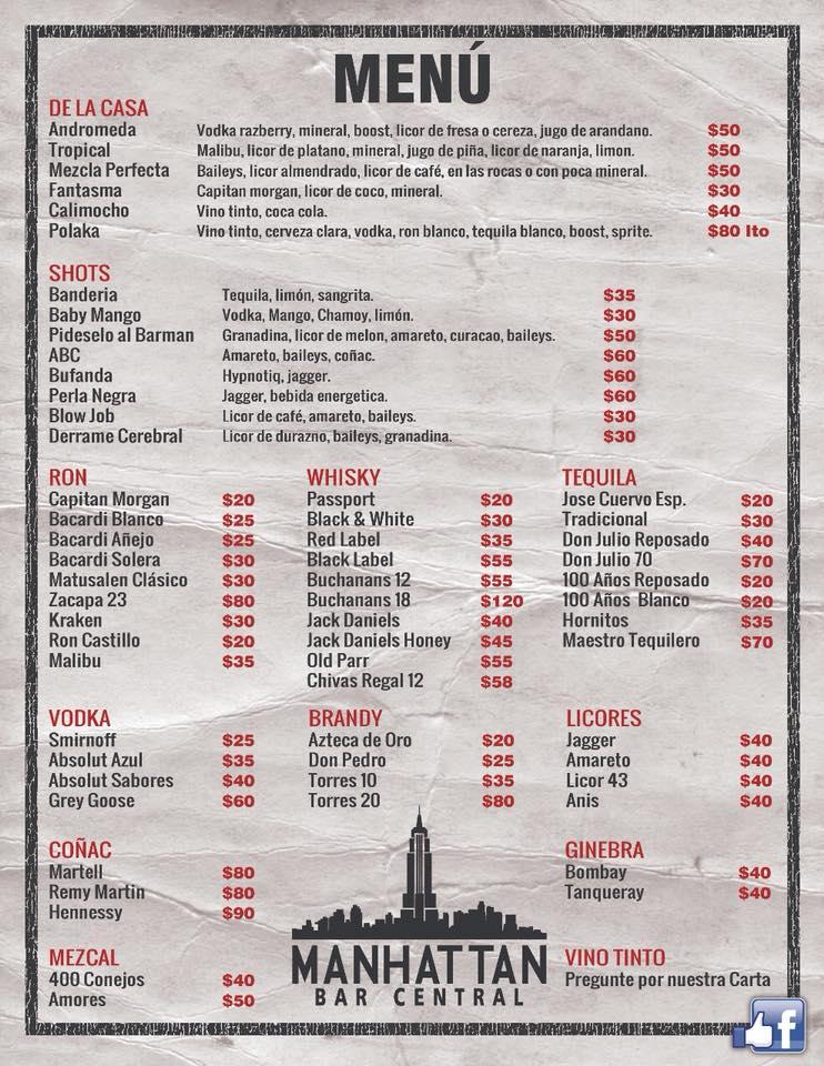 Carta de Manhattan Bar Central, José Esteban Coronado