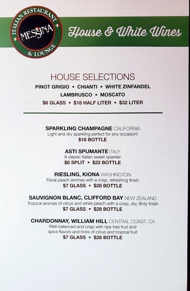 Menu at Messina Restaurant & Lounge, Saukville