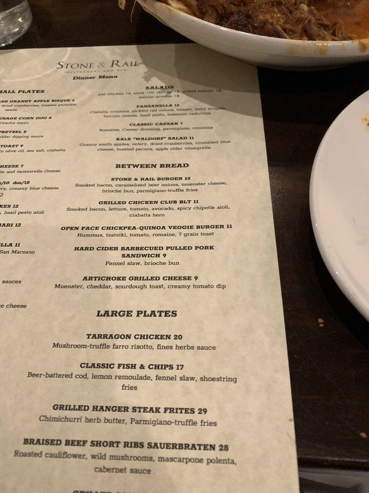 Menu at Stone & Rail pub & bar, Glen Rock
