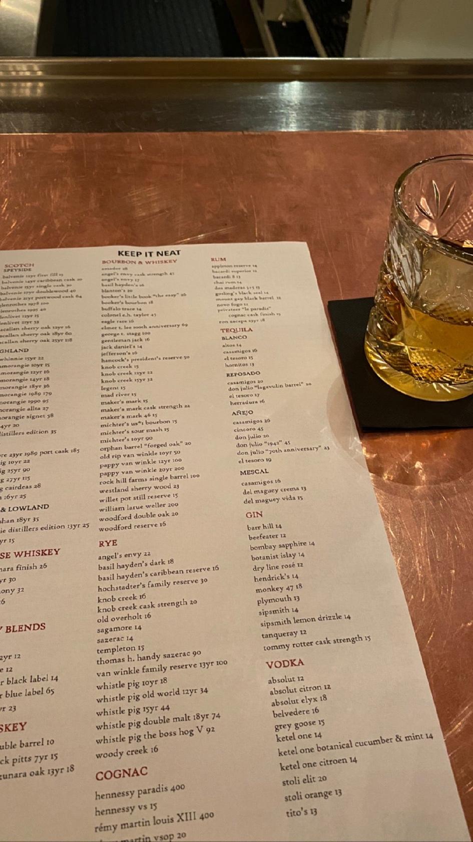 Menu at 140 Supper Club, Boston