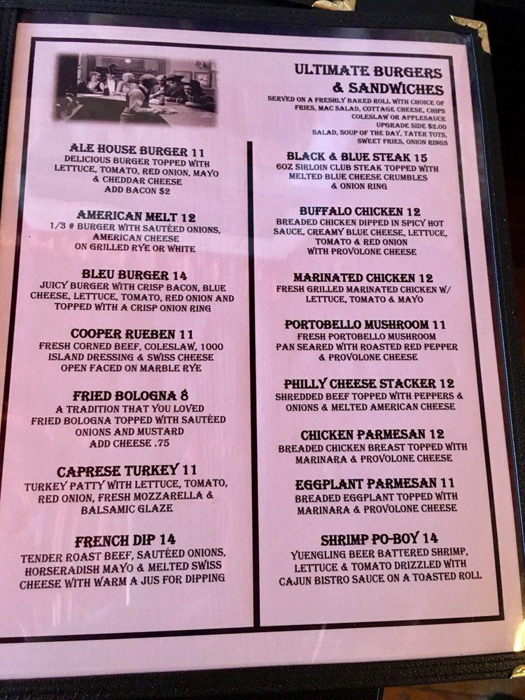 Menu at Copper Ale House pub & bar, Williamson
