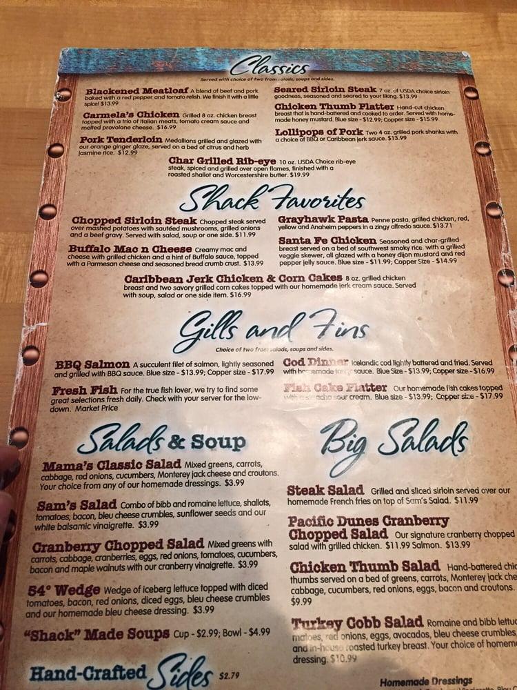 Menu at Copper Blue restaurant, Milford
