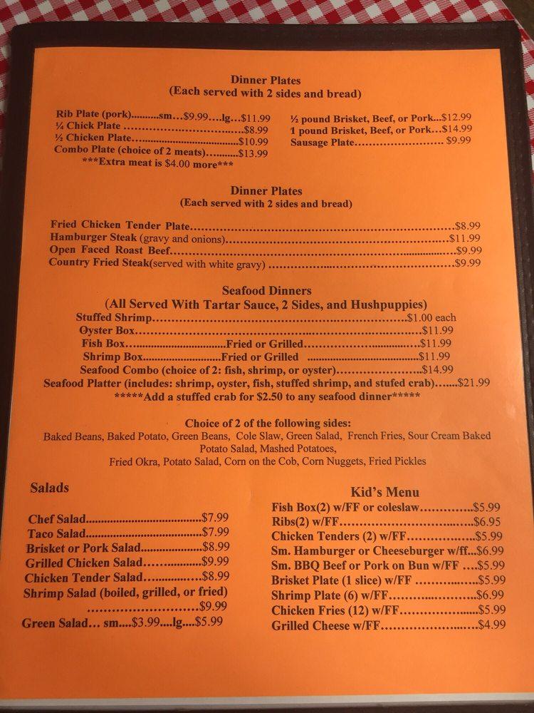 Menu at Hart's Bar-B-Que, Kentwood