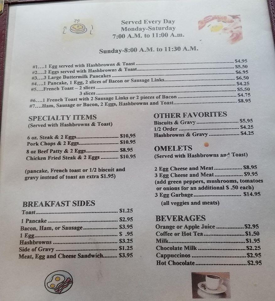 Menu at Oregon Trail Cafe & Bar, Glenns Ferry