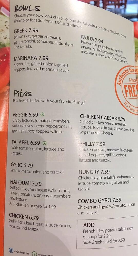 Menu at The Hungry Greek restaurant, Wesley Chapel