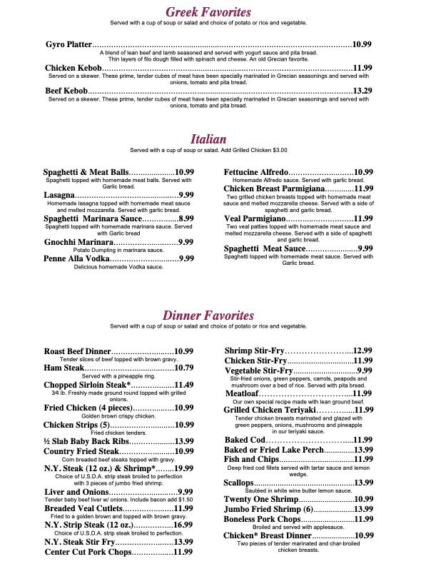 Menu at American Table Family Restaurant, Perrysburg, 580 Craig Dr STE 1