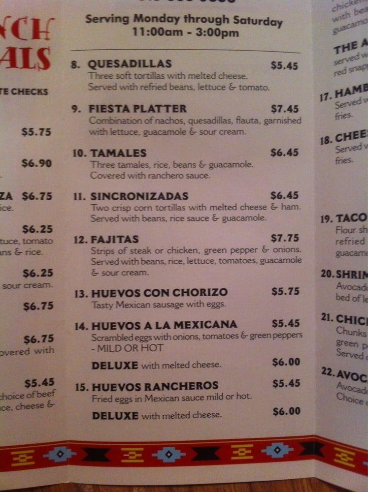 Menu at El Niagara restaurant, Woodstock