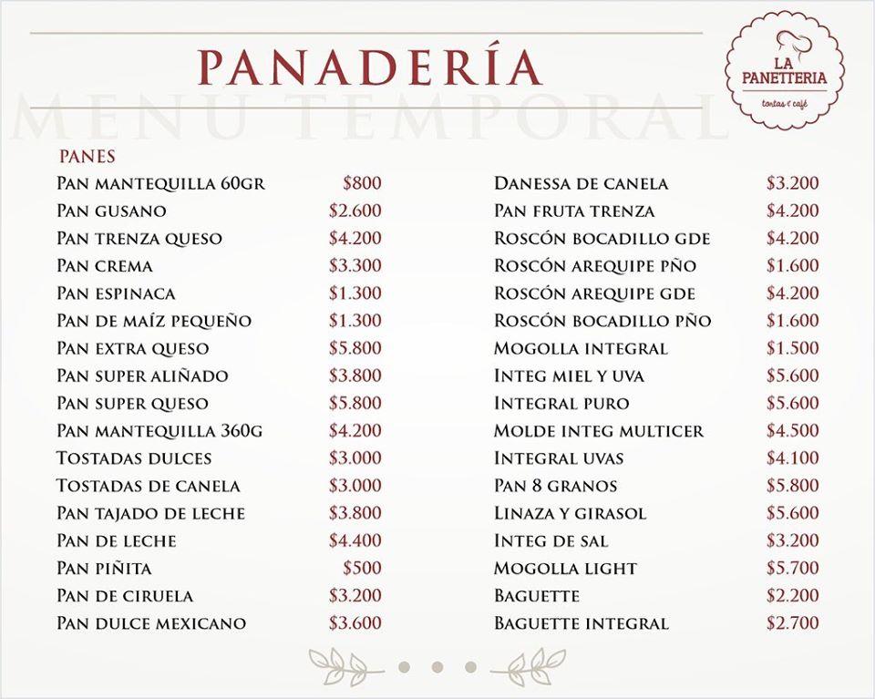 Menu at La Panetteria restaurant, Santa Marta, Cl. 22 #15-95