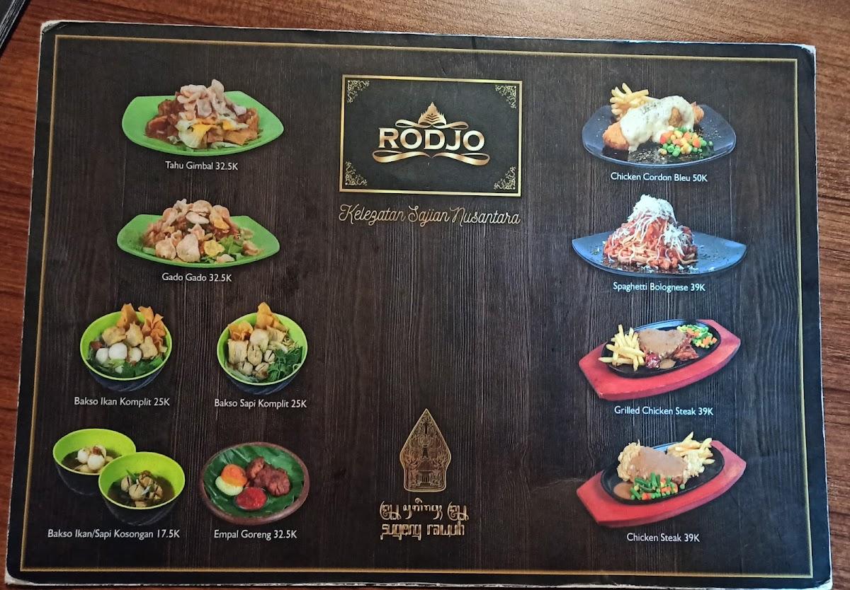 Menu at Rodjo Resto restaurant, Semarang