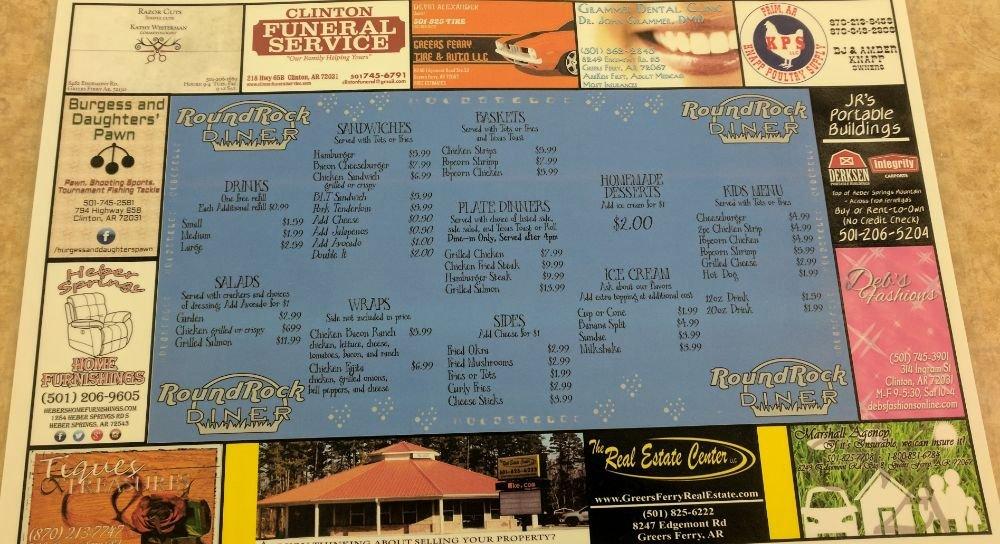 Menu at Rockin Robin's 50’s Diner desserts, Greers Ferry