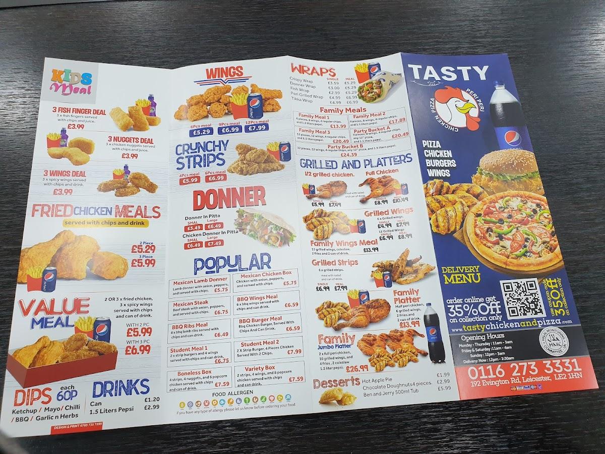 Menu at Tasty Chicken & Pizza pizzeria, Leicester, 192 Evington Rd