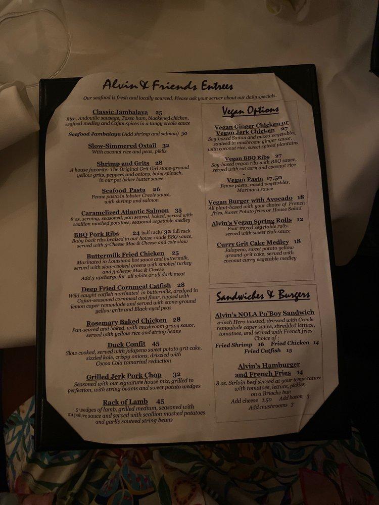 Menu at Alvin & Friends restaurant, New Rochelle