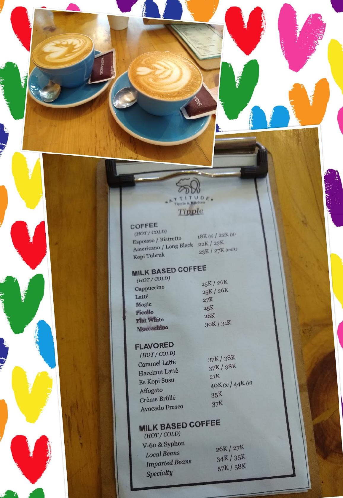 Menu at Attitude Tipple and Kitchen, Bandung