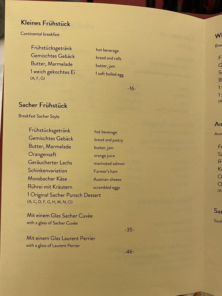 Menu at Restaurant Grüne Bar, Vienna