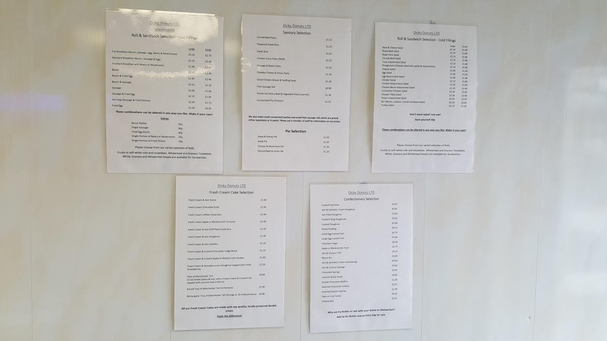 Menu at Dicky Donuts LTD restaurant, Bridgend