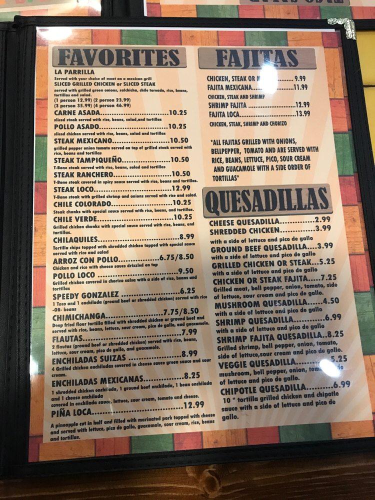 Menu at El Pollito loco restaurant, Florence