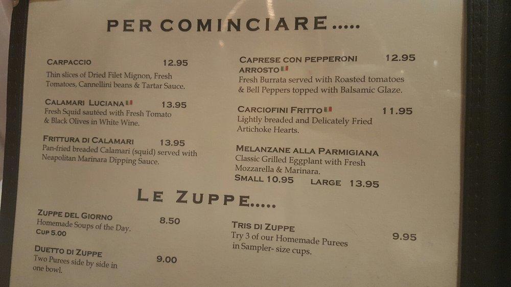 Carta de pizzería Gio Cucina Napoletana, Los Angeles
