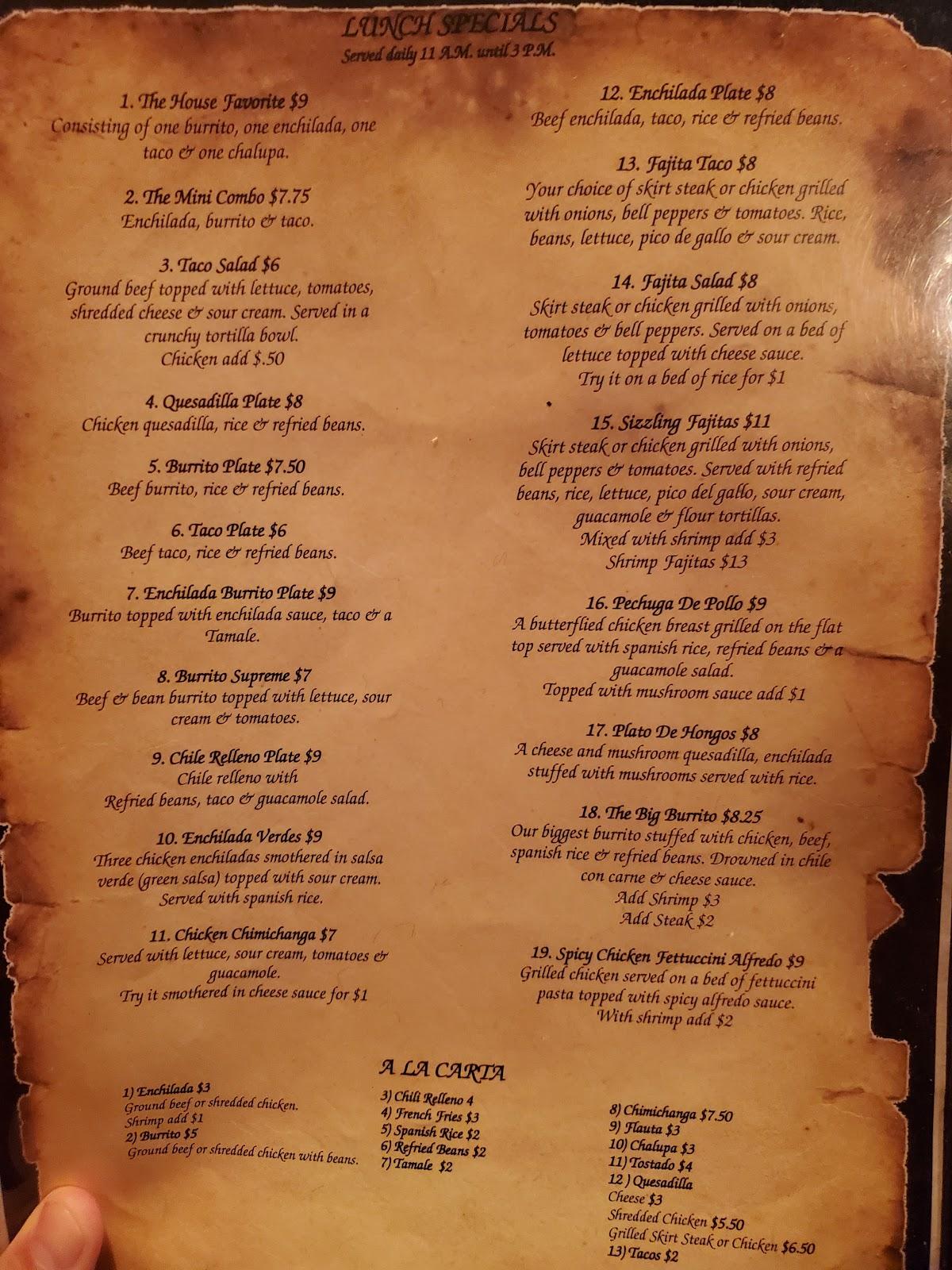 Menu at The Alamo Bar & Grill, Laurel