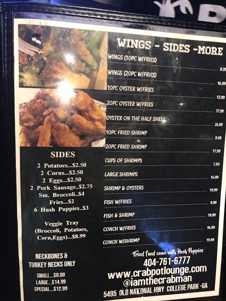 Menu at Crab Pot Lounge restaurant, College Park, Old National Hwy