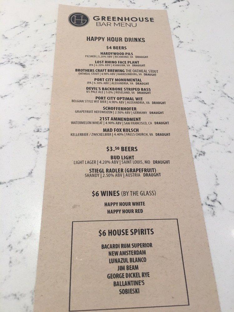Menu at Greenhouse Bistro pub & bar, Vienna