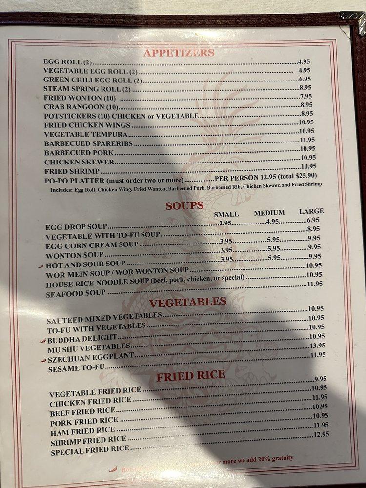 Menu at Mandarin Restaurant, Albuquerque, Carlisle Blvd NE
